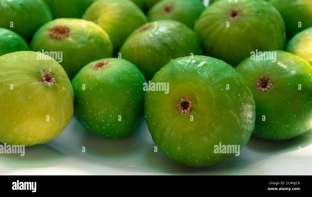 Background image of fresh green figs from Dalmatia, Croatia; healthy ...