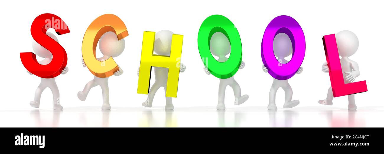 School - colorful letters - 3D illustration Stock Photo - Alamy