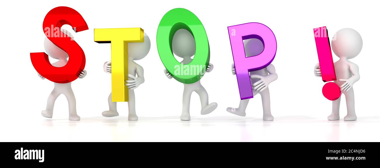 Stop! - colorful letters - 3D illustration Stock Photo - Alamy