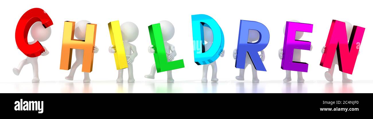 Children - colorful letters - 3D illustration Stock Photo - Alamy