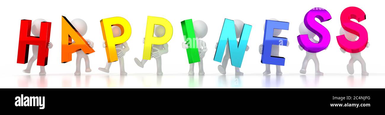 Happiness - colorful letters - 3D illustration Stock Photo - Alamy