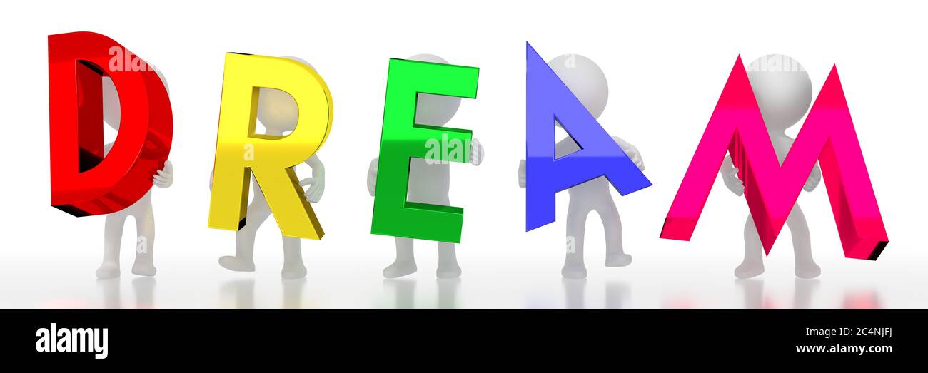 Dream - colorful letters - 3D illustration Stock Photo - Alamy