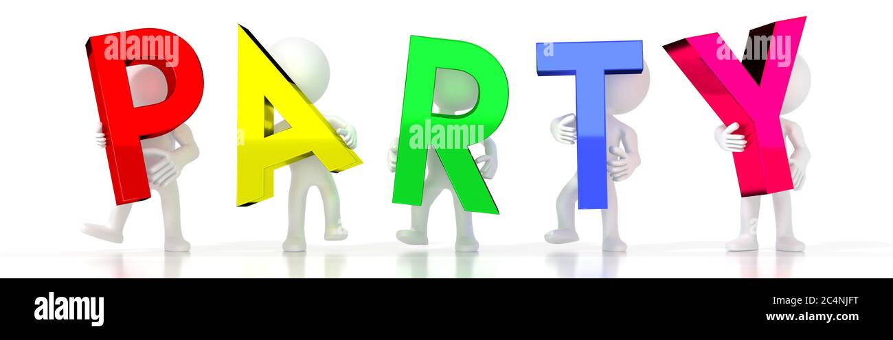 Party - colorful letters - 3D illustration Stock Photo - Alamy