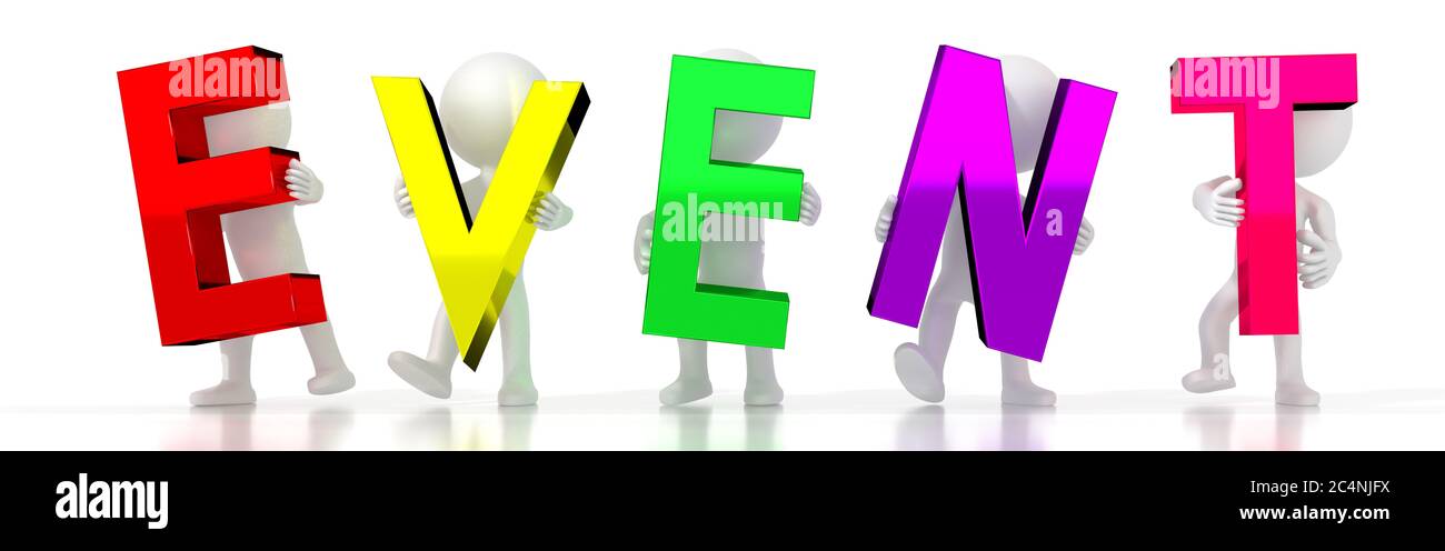 Event - colorful letters - 3D illustration Stock Photo - Alamy