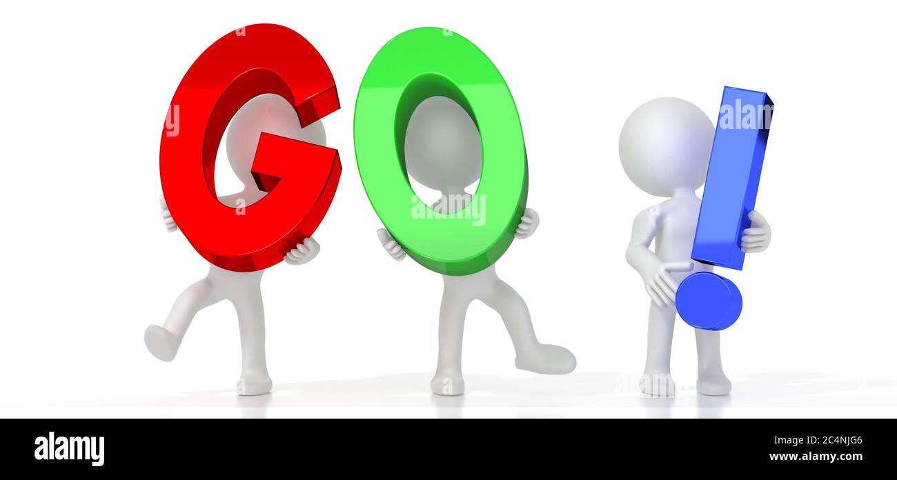 Go! - colorful letters - 3D illustration Stock Photo - Alamy