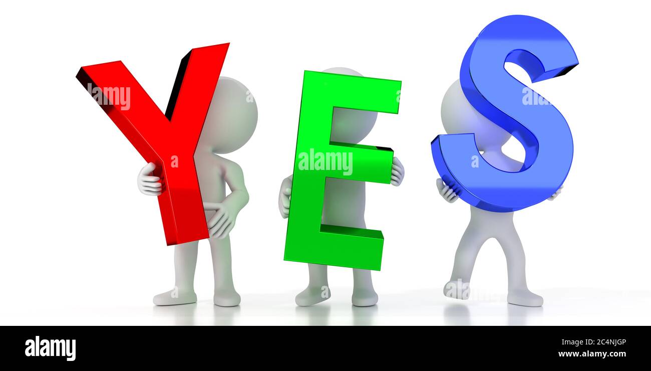 Yes - colorful letters - 3D illustration Stock Photo - Alamy
