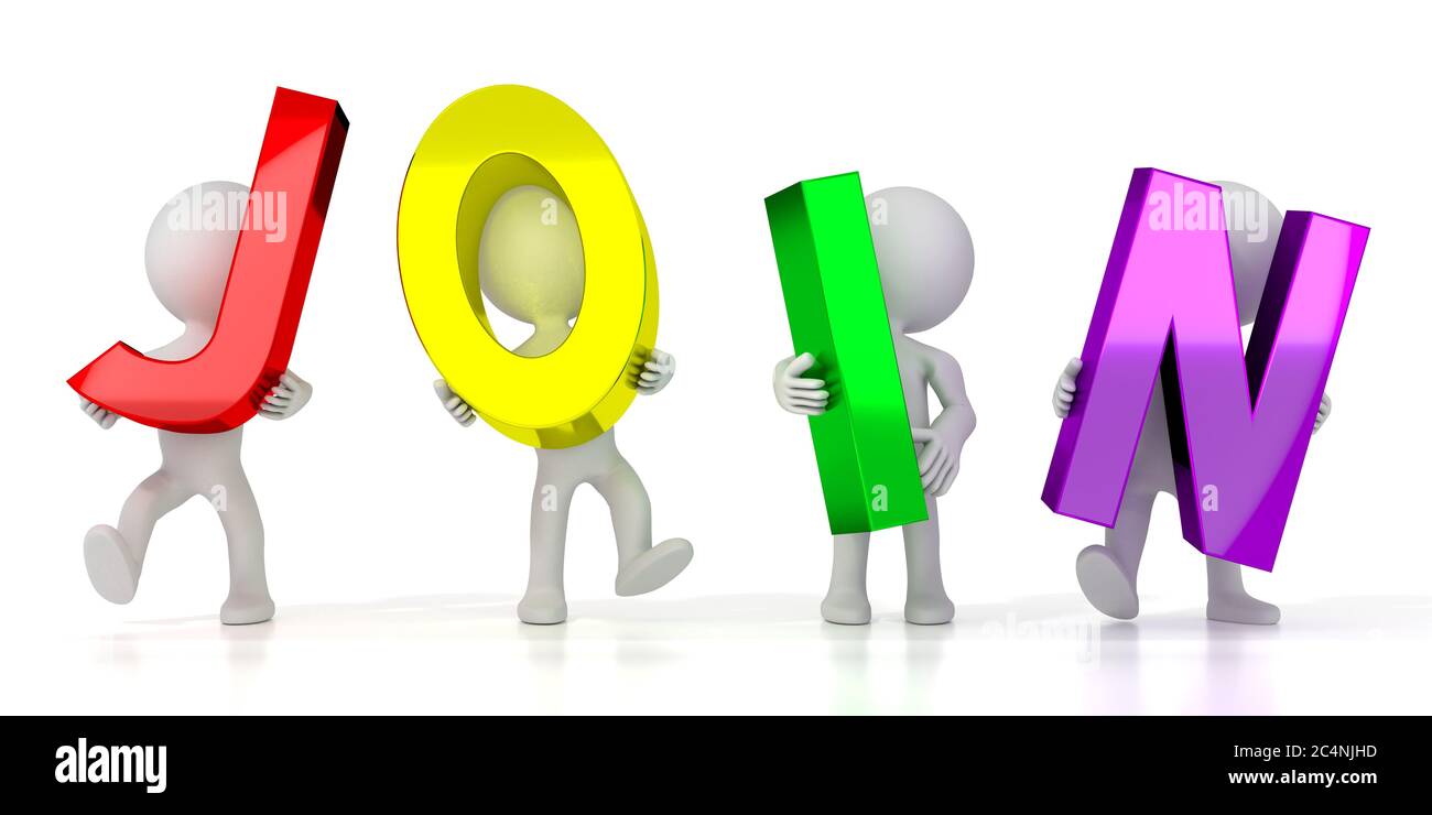 Join - colorful letters - 3D illustration Stock Photo - Alamy
