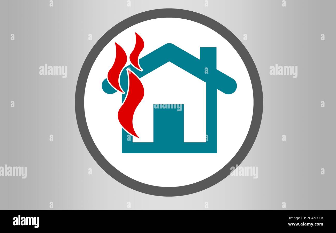 Fire insurance concept with burning house, 3D rendering Stock Photo - Alamy