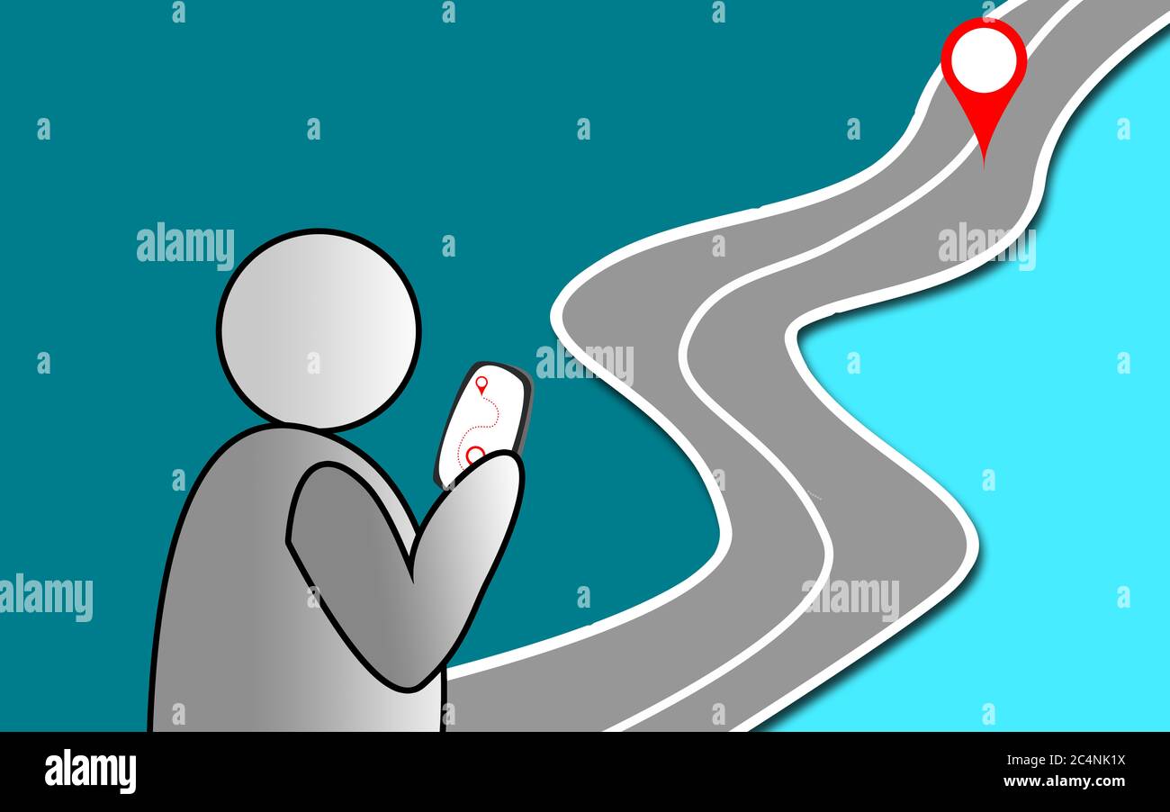 Highway road with GPS sign on it, 3D rendering Stock Photo - Alamy