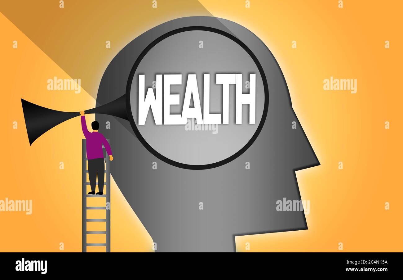 Finding wealth within human head, 3D rendering Stock Photo - Alamy