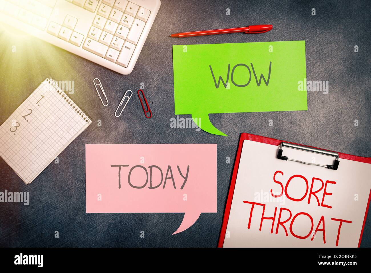 Writing note showing Sore Throat. Business concept for Inflammation ot ...
