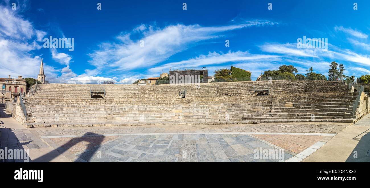 Roman amphitheatre in Arles, France in a beautiful summer day Stock ...