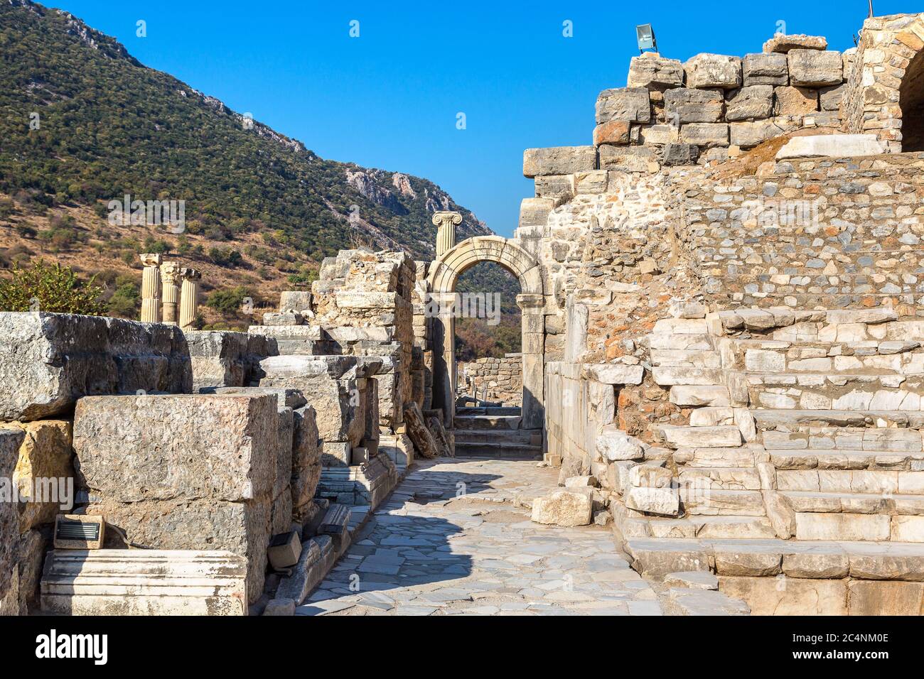 Ruins of the ancient city Ephesus, the ancient Greek city in Turkey, in ...