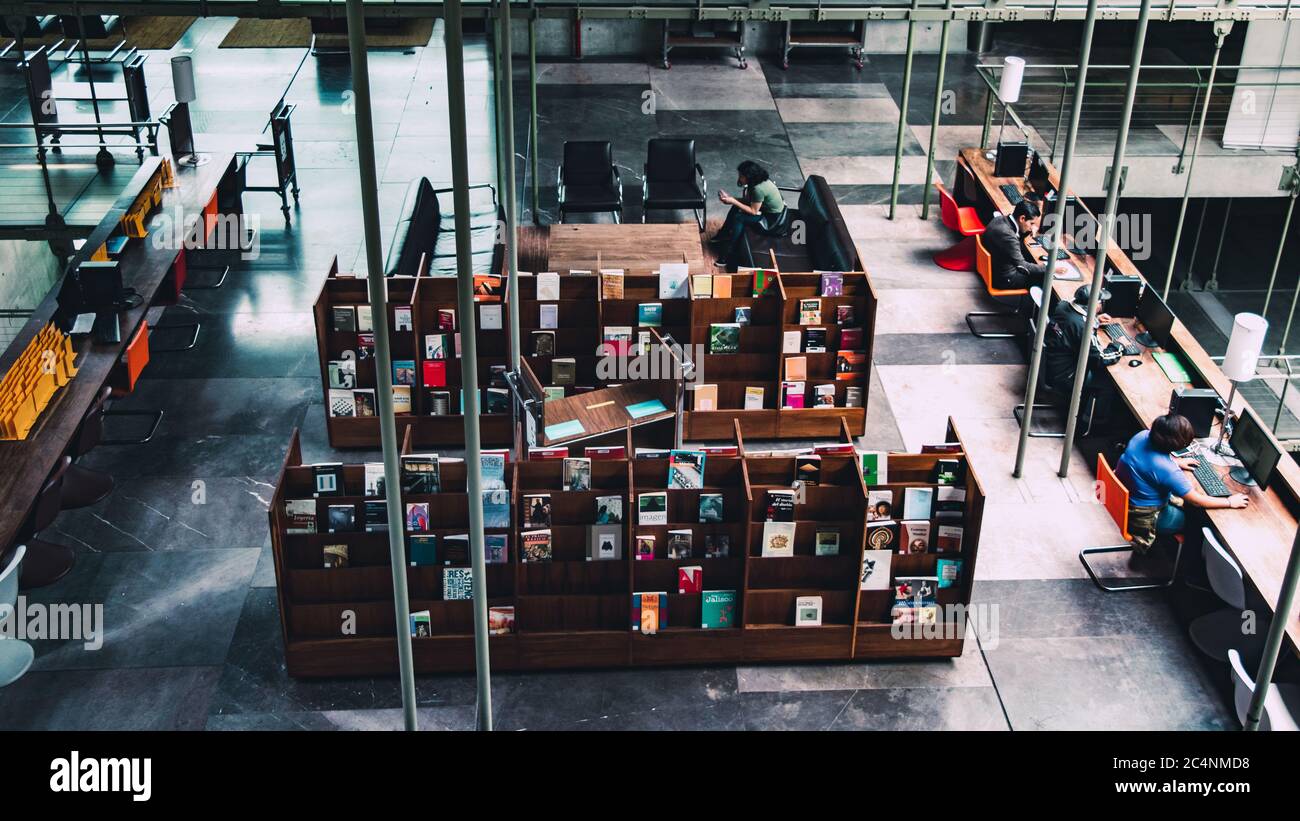 Reading zone in Vasconcelos Library, Mexico Stock Photo - Alamy