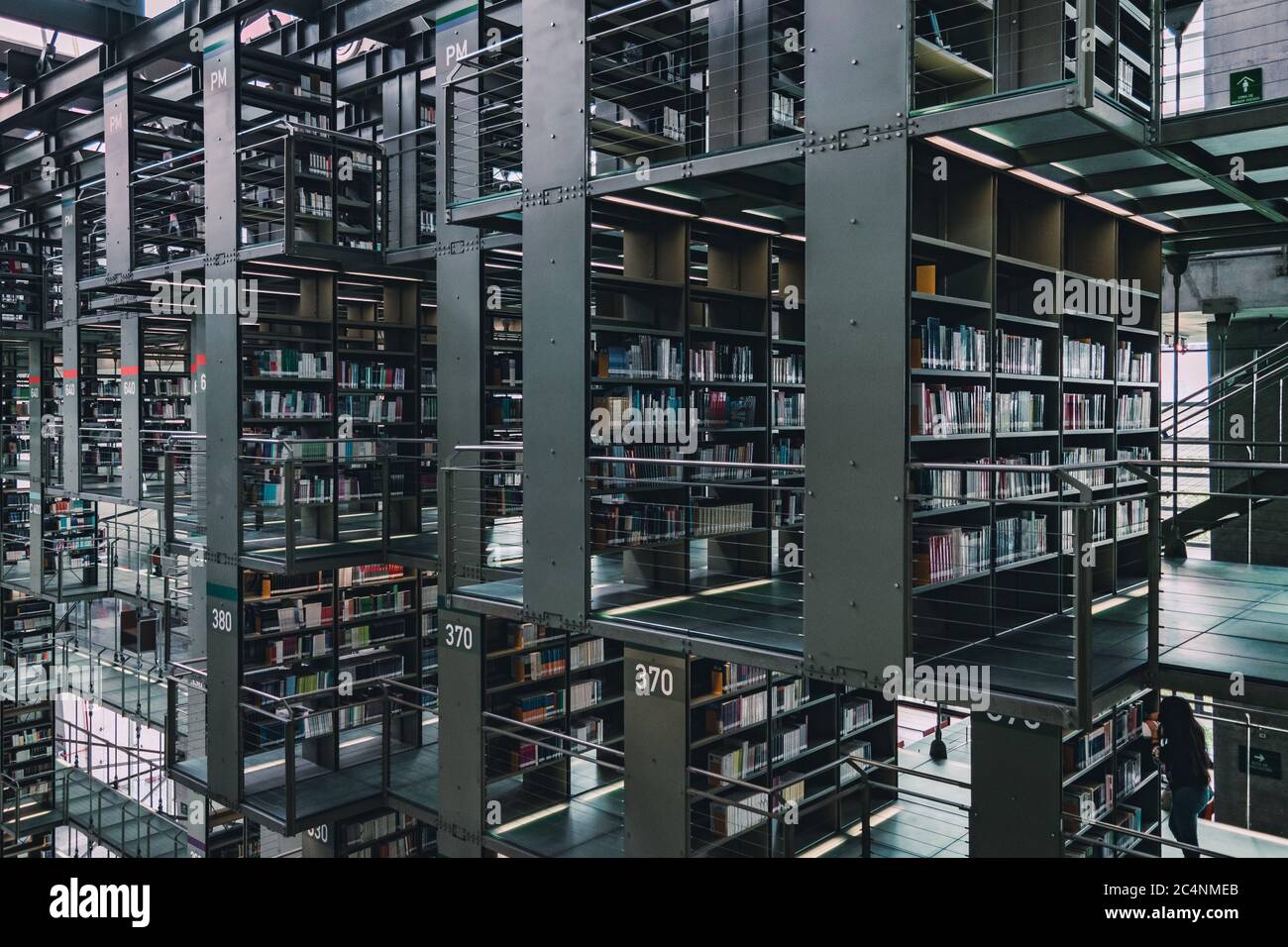 Closeup shot of bookshelves of Vasconcelos Library, Mexico Stock Photo ...