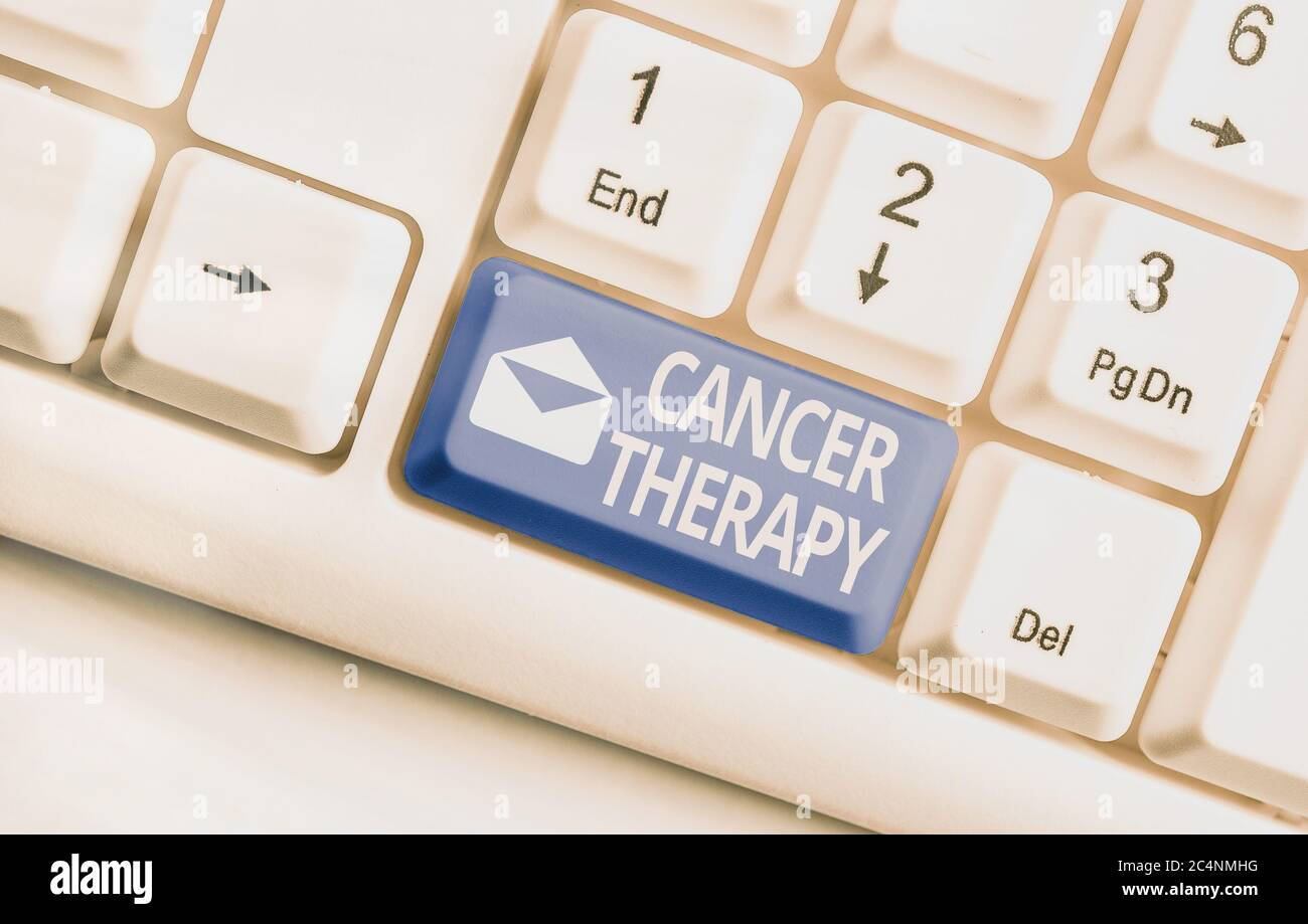 Conceptual hand writing showing Cancer Therapy. Concept meaning the ...