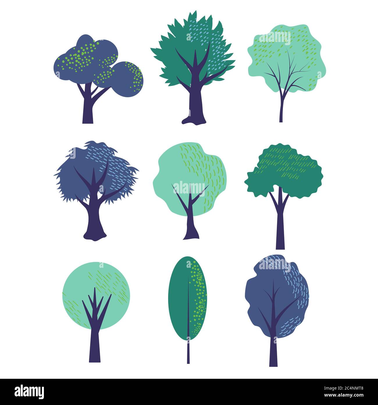 Simple trees set cartoon style Stock Vector Image & Art - Alamy