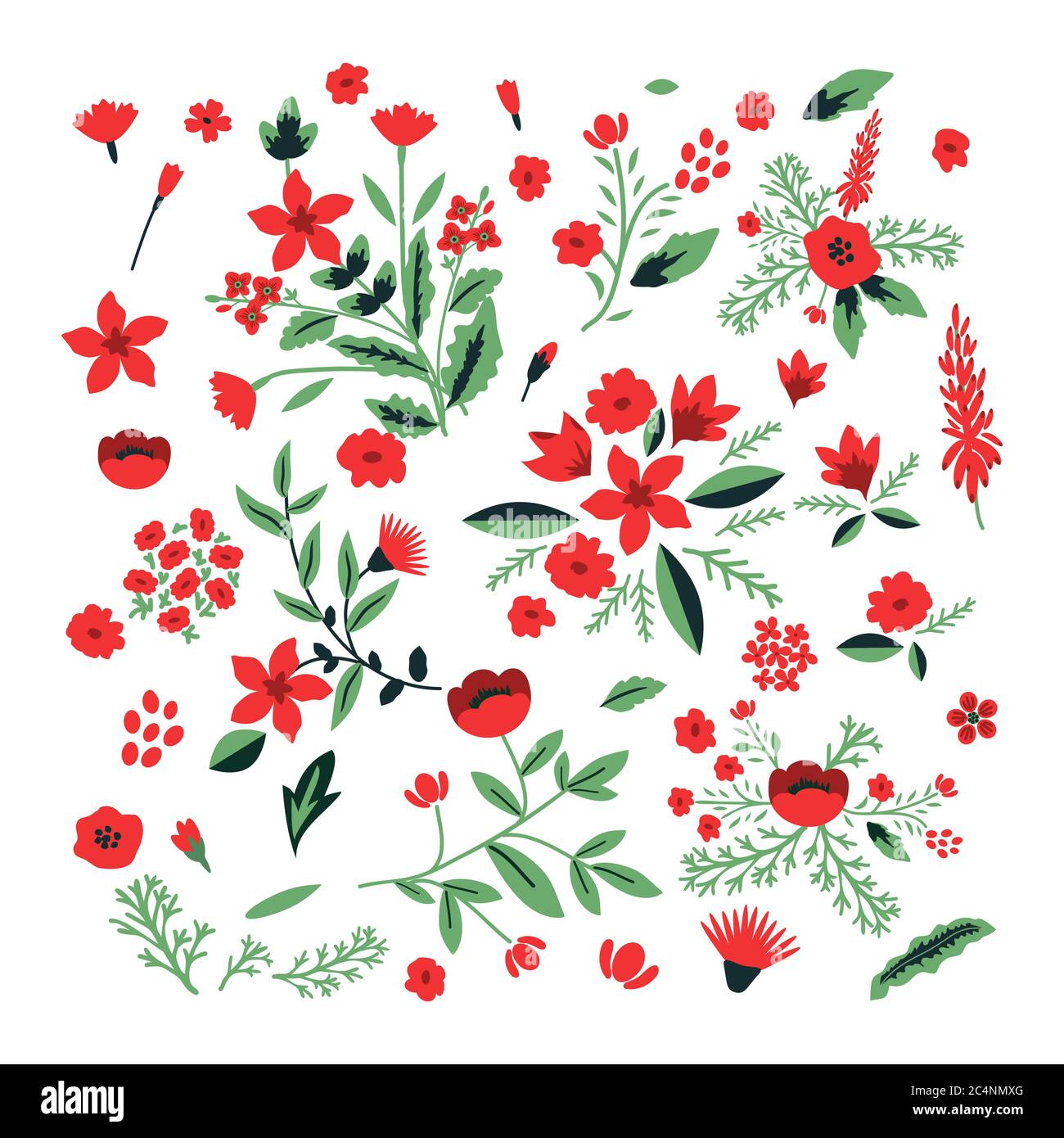 Vector red flowers hi-res stock photography and images - Alamy