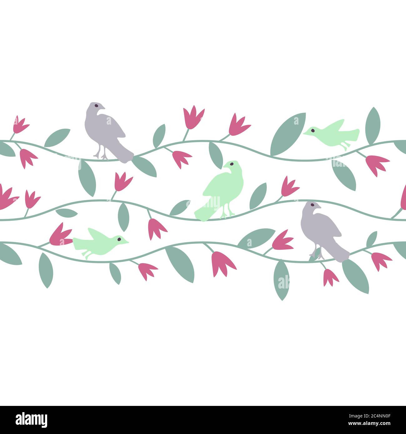 Floral summer background birds Stock Vector Images - Alamy