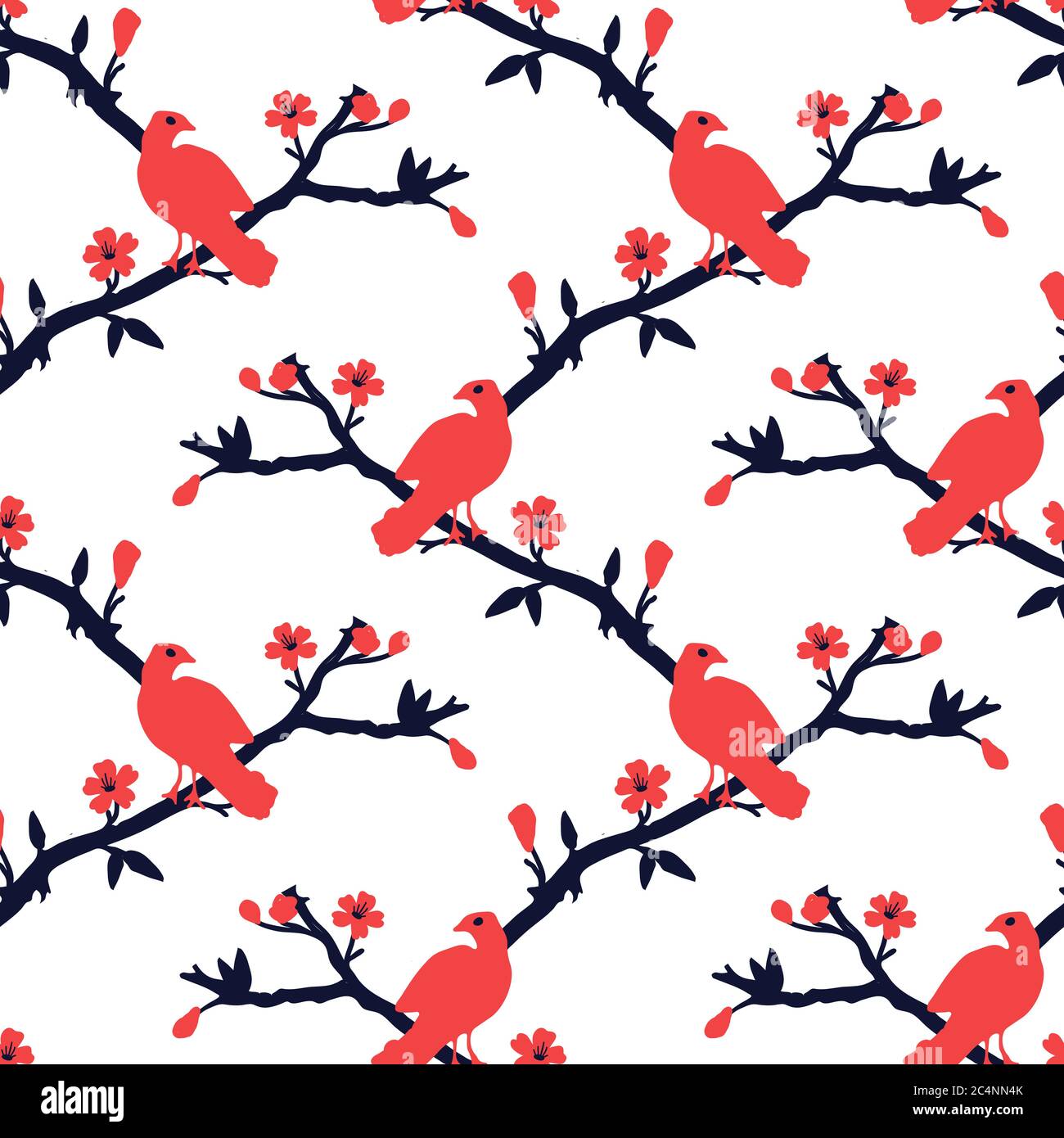 Seamless spring pattern with bird and flowers Stock Vector Image & Art ...