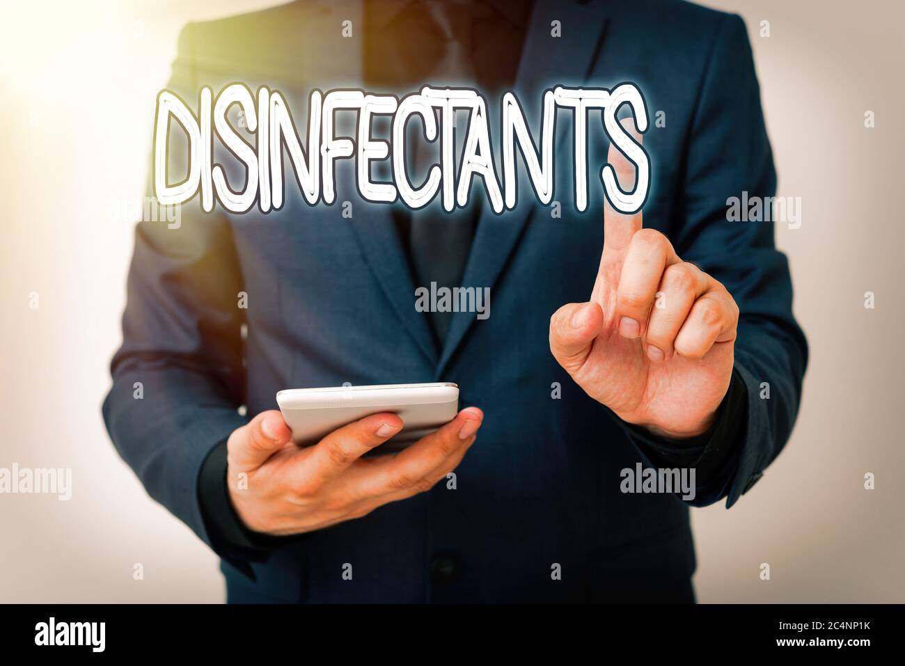 Writing note showing Disinfectants. Business concept for chemical that ...