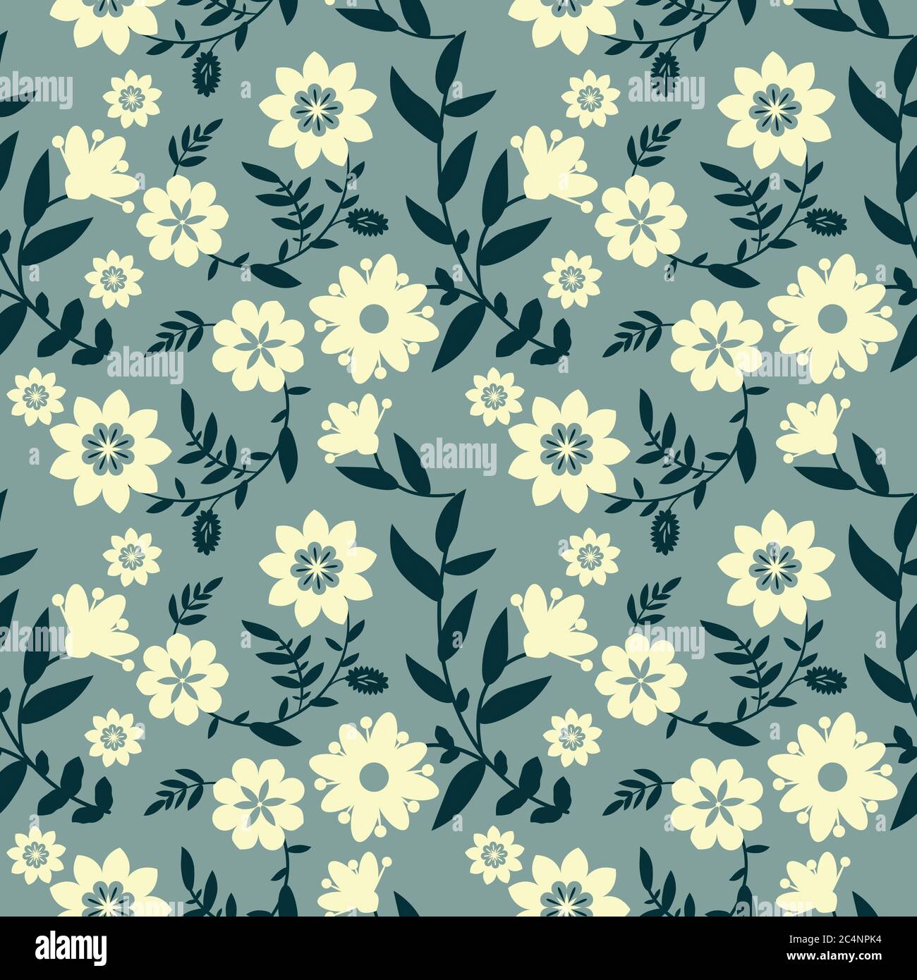 Blue field floral texture Stock Vector Images - Alamy