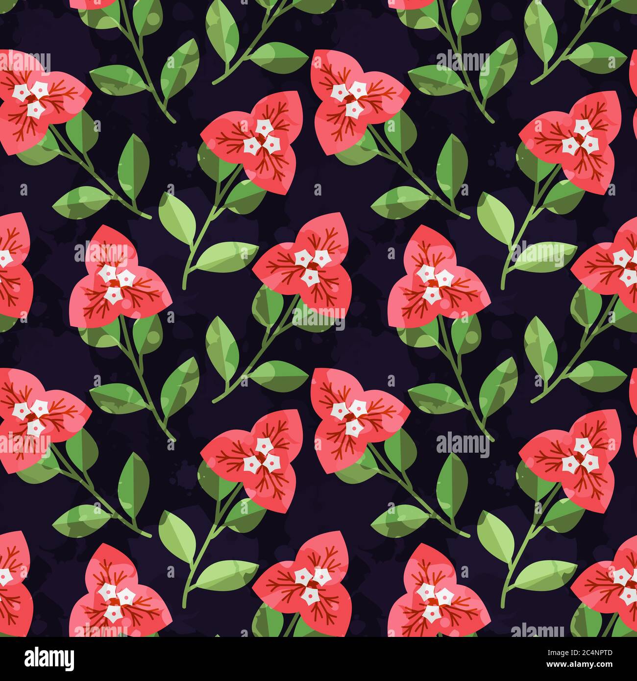 Seamless decorative pattern with red vector flowers Stock Vector Image ...