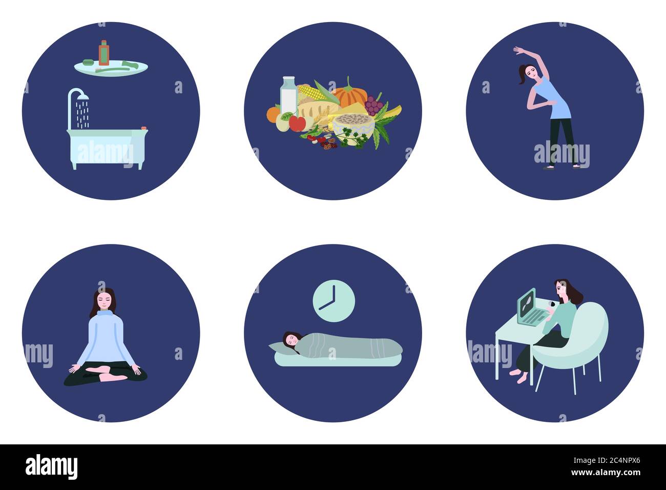Healthy Lifestyle Illustrations Vector Set Stock Vector Image And Art Alamy
