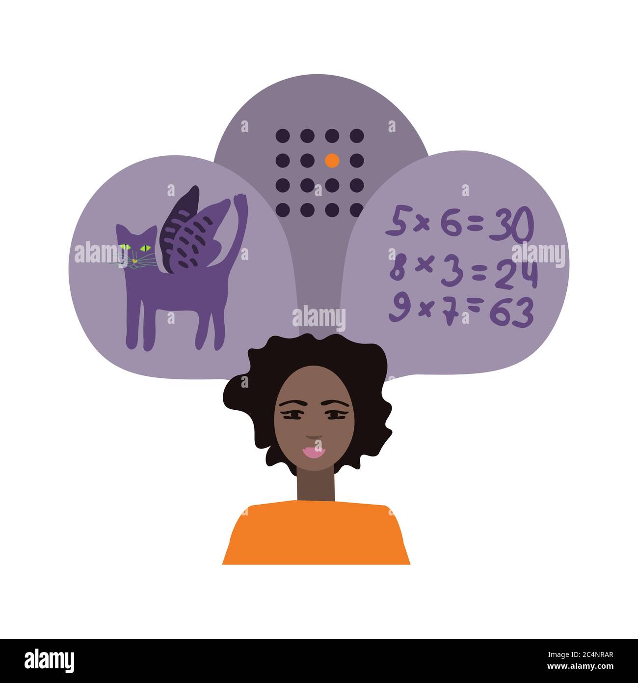 Mental processes, imagination, memory and atterntion illustration Stock ...