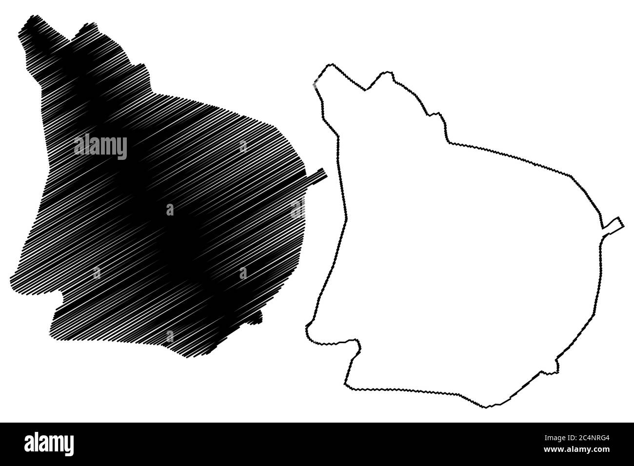Vadodara City (Republic of India, Gujarat State) map vector ...
