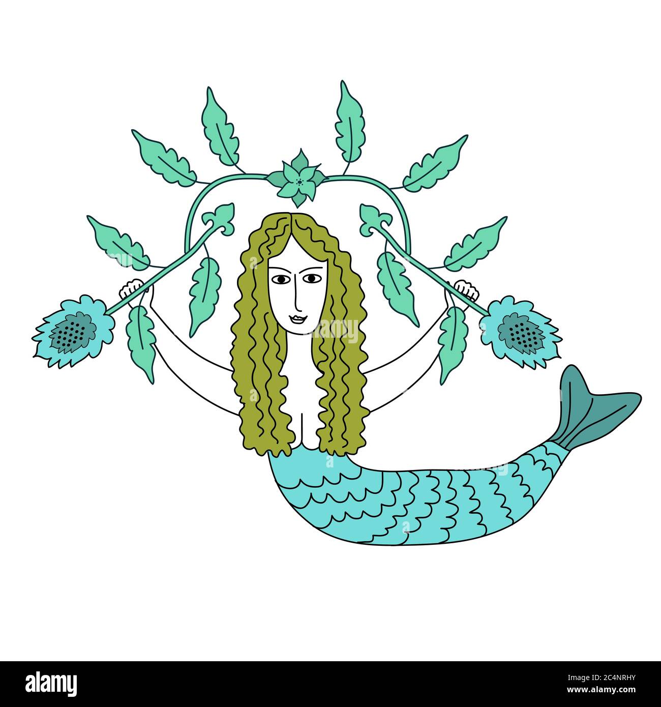 Mermaid russian style vector illustration Stock Vector Image & Art - Alamy