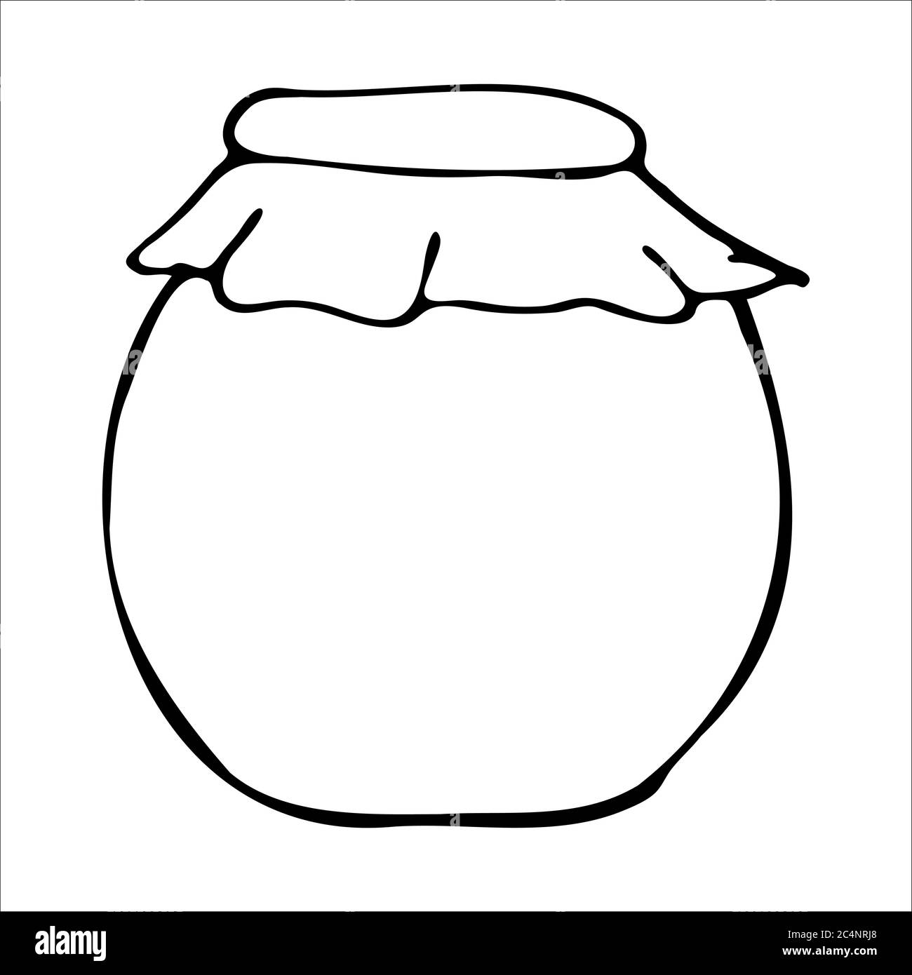 Hand drawn jar. Contour sketch. Kitchen objects doodle style. Vector ...