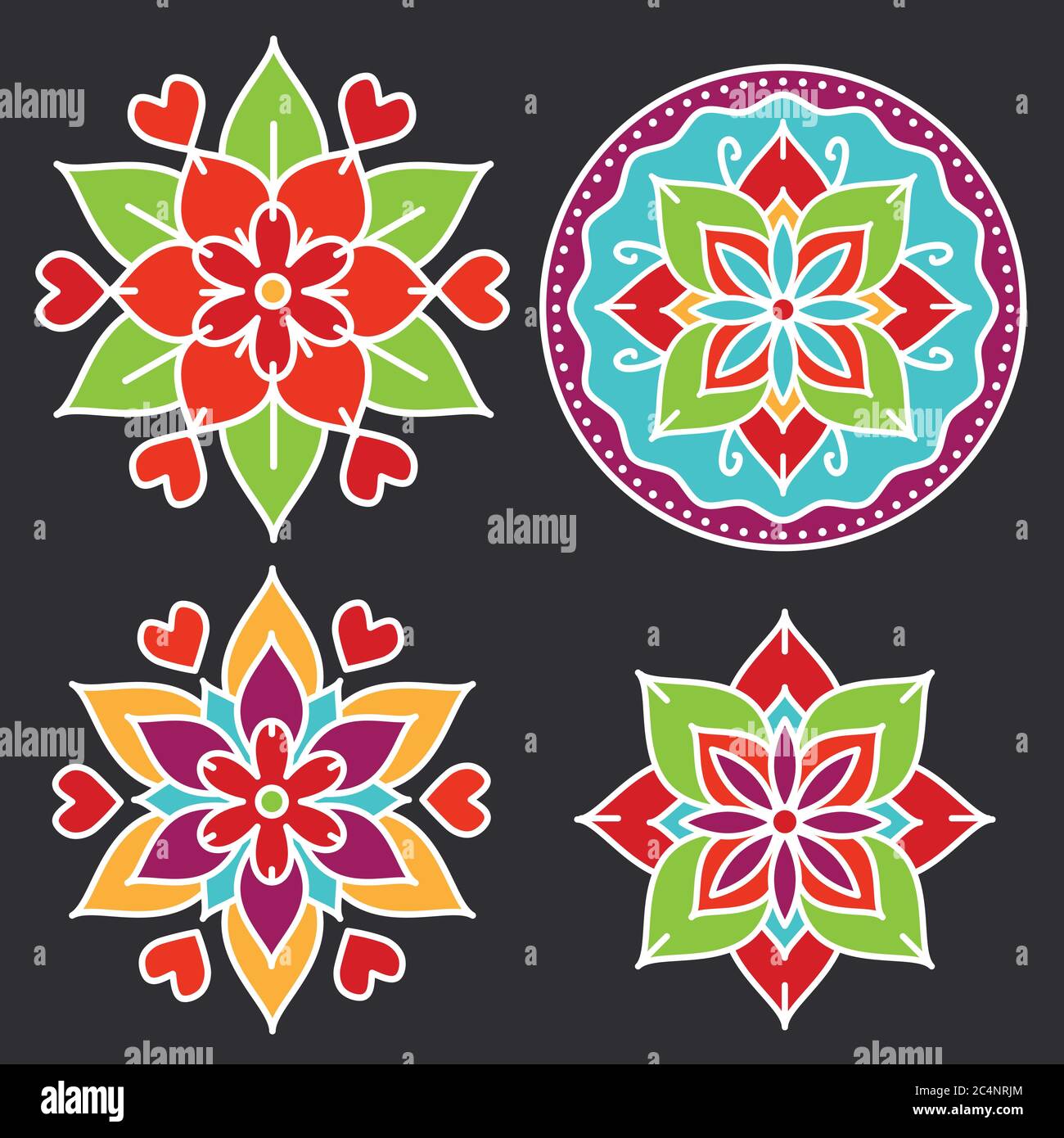 Flower kolam Stock Vector Images - Alamy