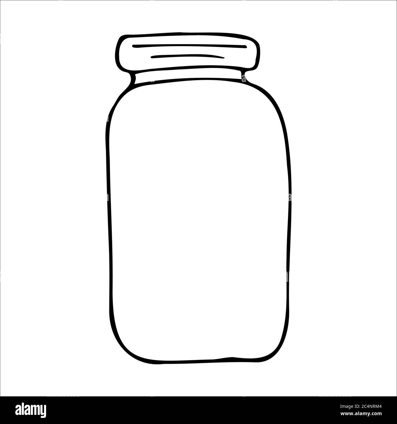 Hand drawn jar. Contour sketch. Kitchen objects doodle style. Vector ...