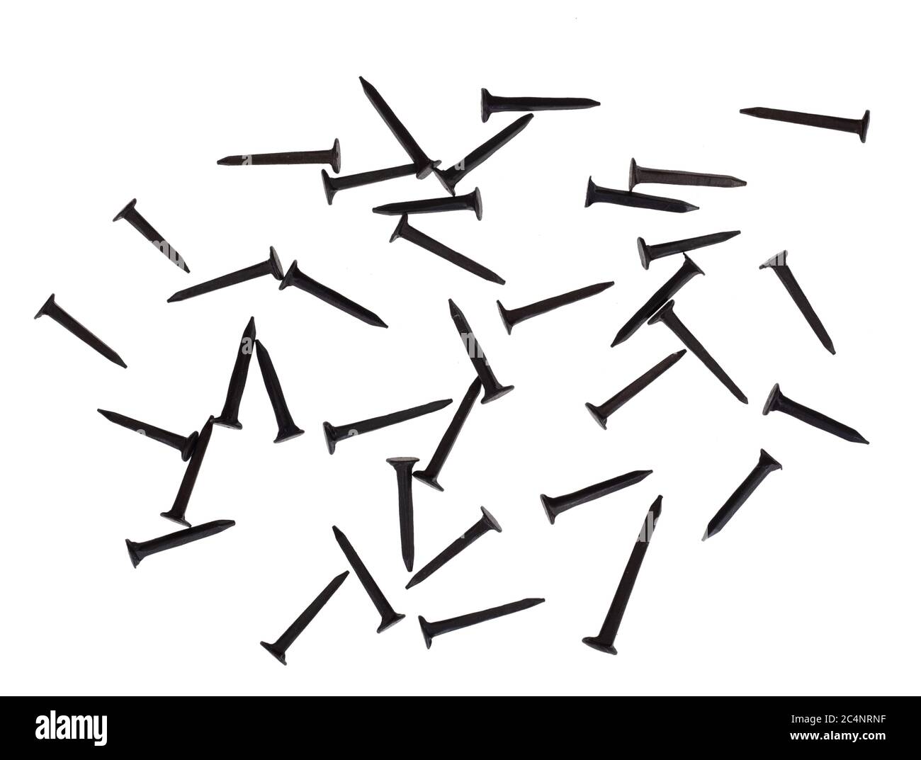 Small black tacks and nails for DIY. Isolated on white background Stock ...