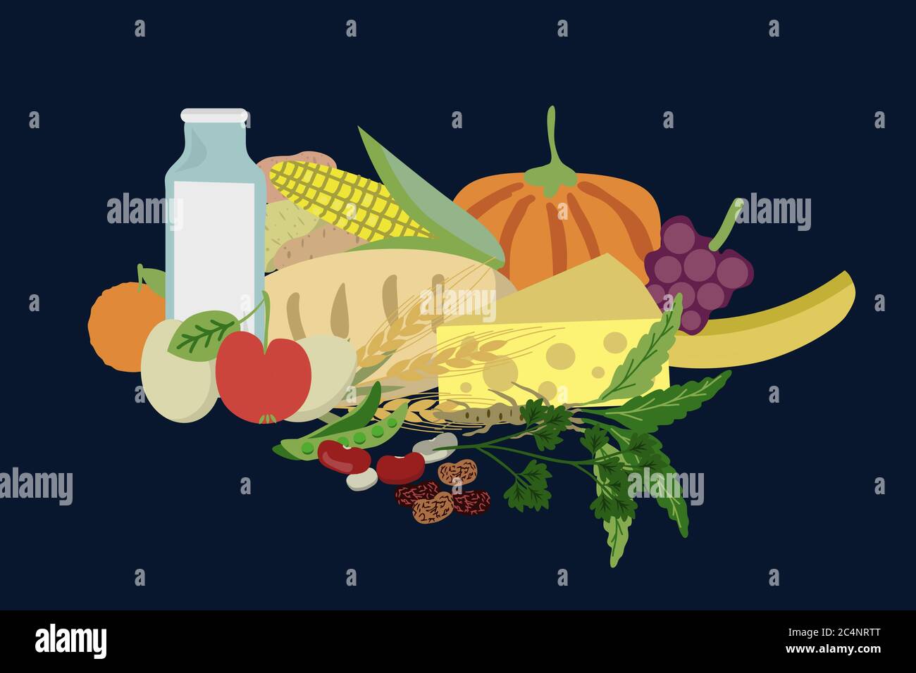 Healthy food items vector illustration Stock Vector Image & Art - Alamy