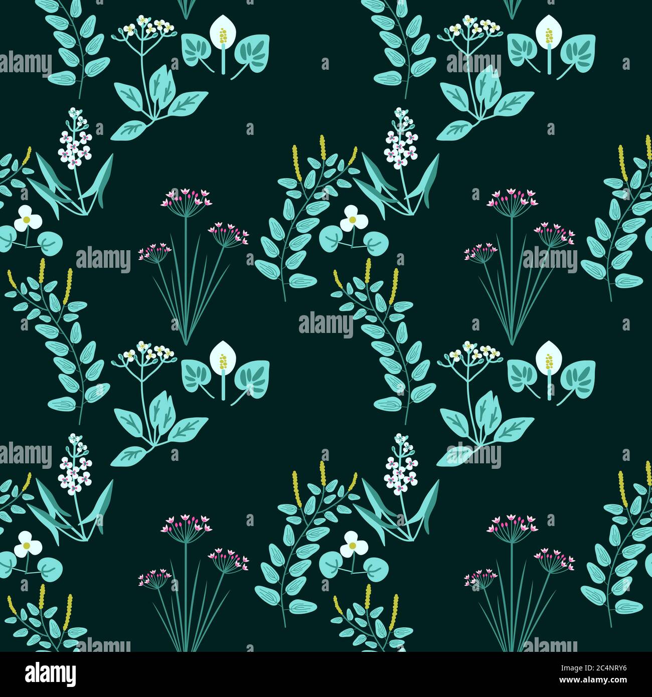 Seamless pattern with decorative water flowers Stock Vector Image & Art ...