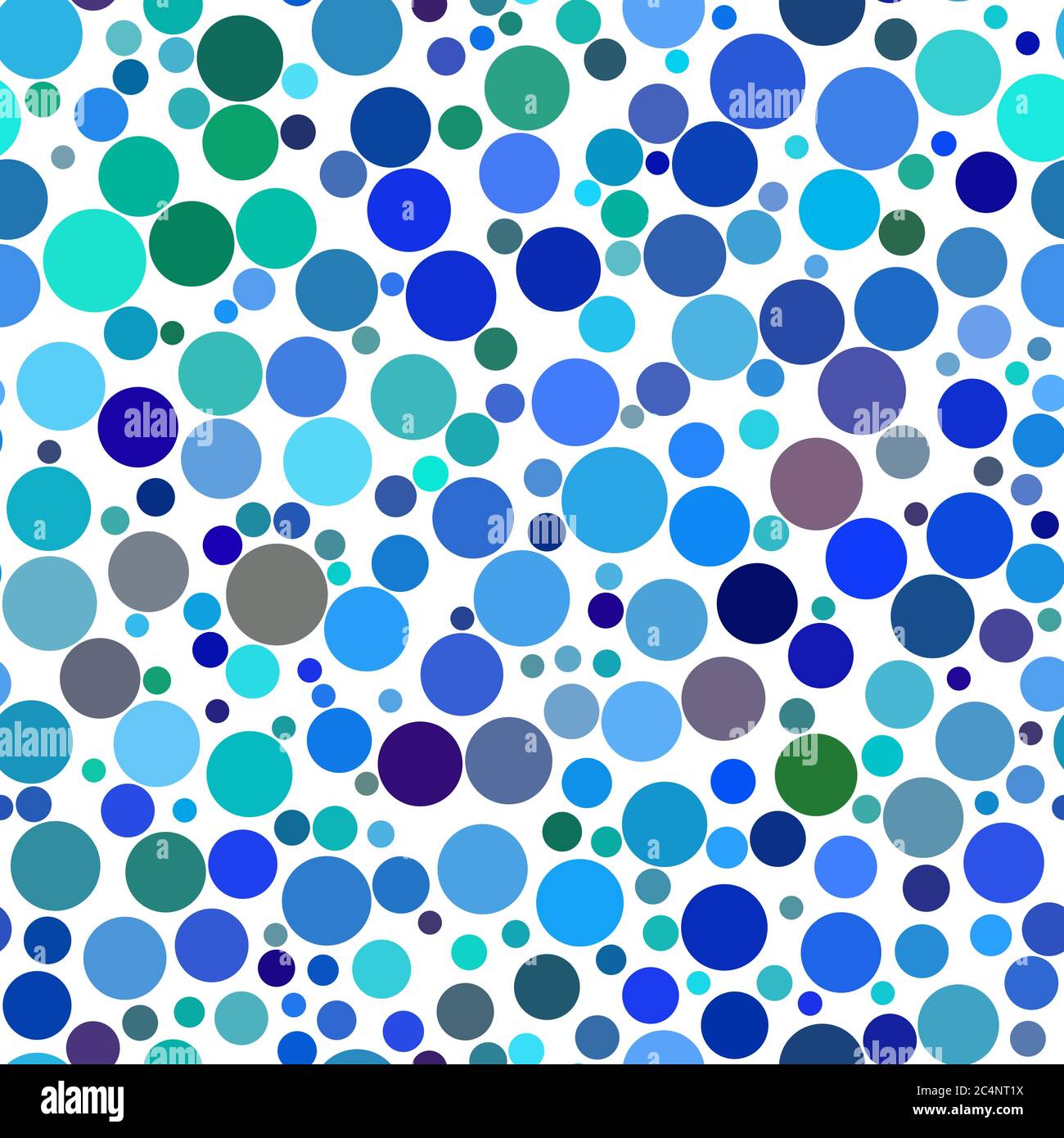 Abstract seamless pattern of circles of different sizes in blue colors ...