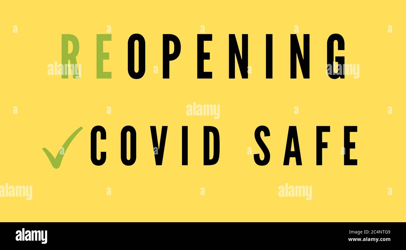 Reopening, Covid safe sticker sign for post covid-19 coronavirus ...