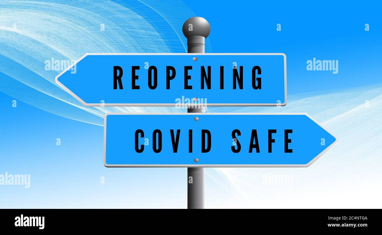 Reopening, Covid safe sticker sign for post covid-19 coronavirus ...