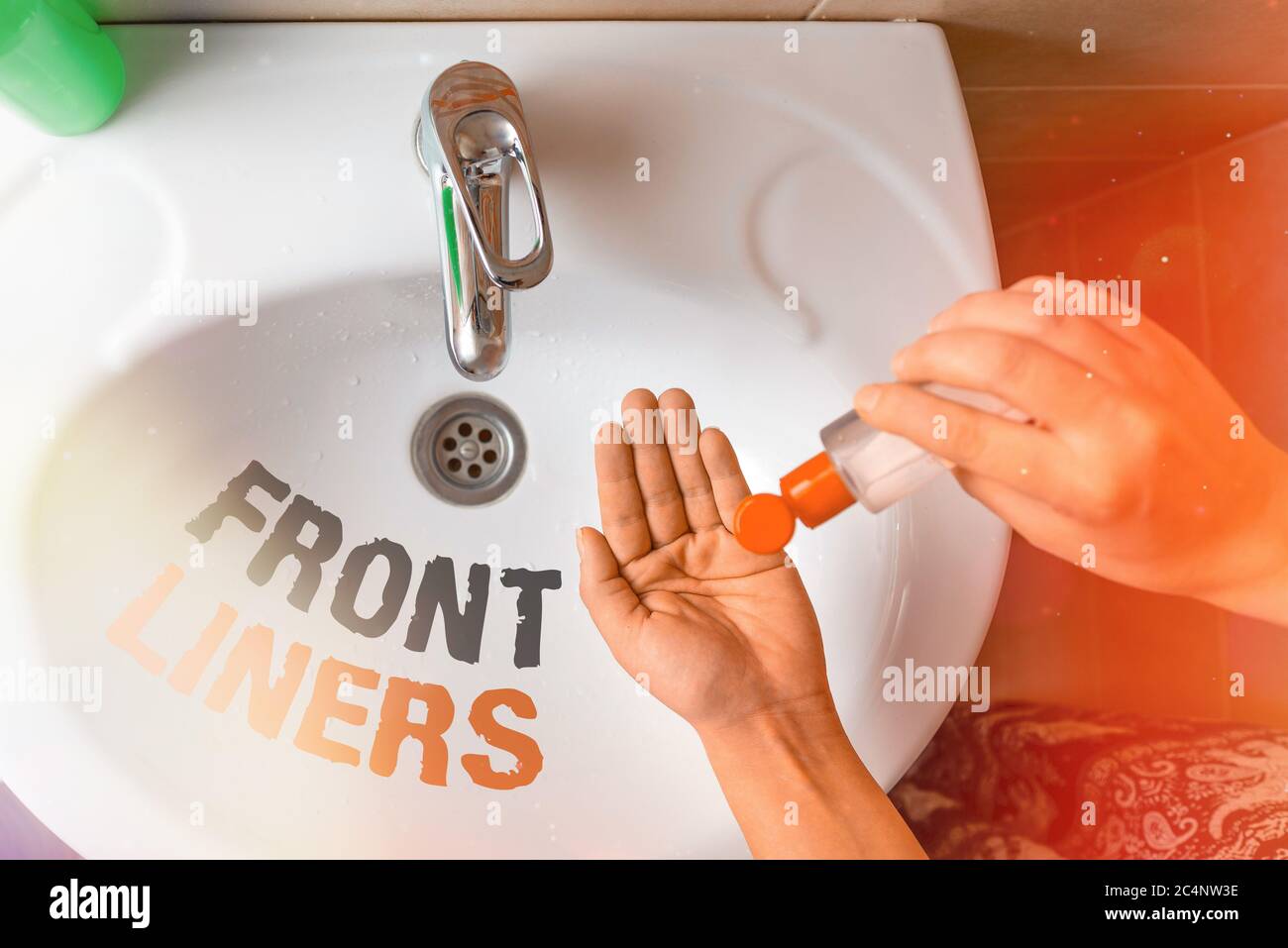 Text sign showing Frontliners. Business photo text most important or ...