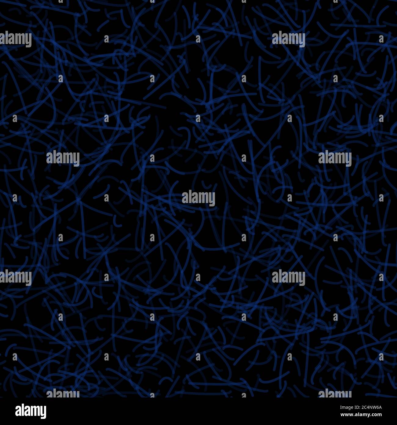 Abstract seamless pattern of randomly arranged curves in blue colors ...