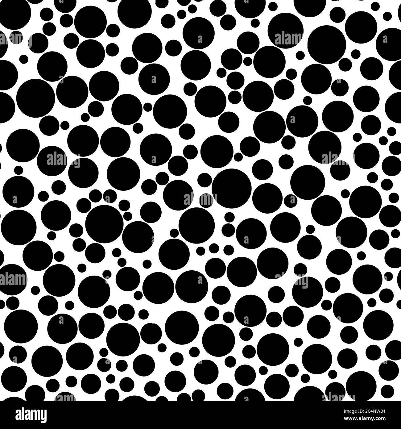 Abstract seamless pattern of circles of different sizes in black and ...