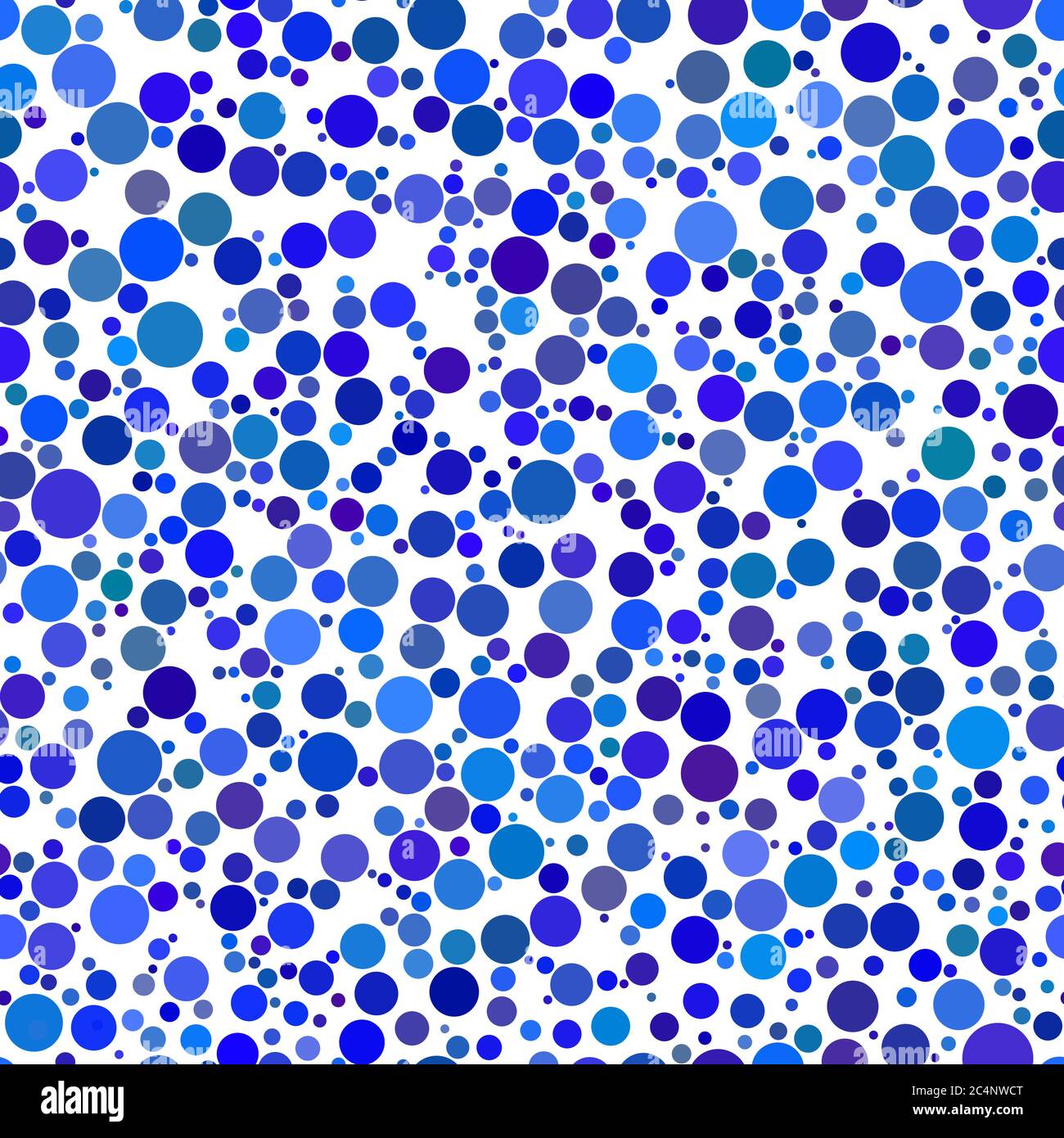 Abstract seamless pattern of circles of different sizes in blue colors ...