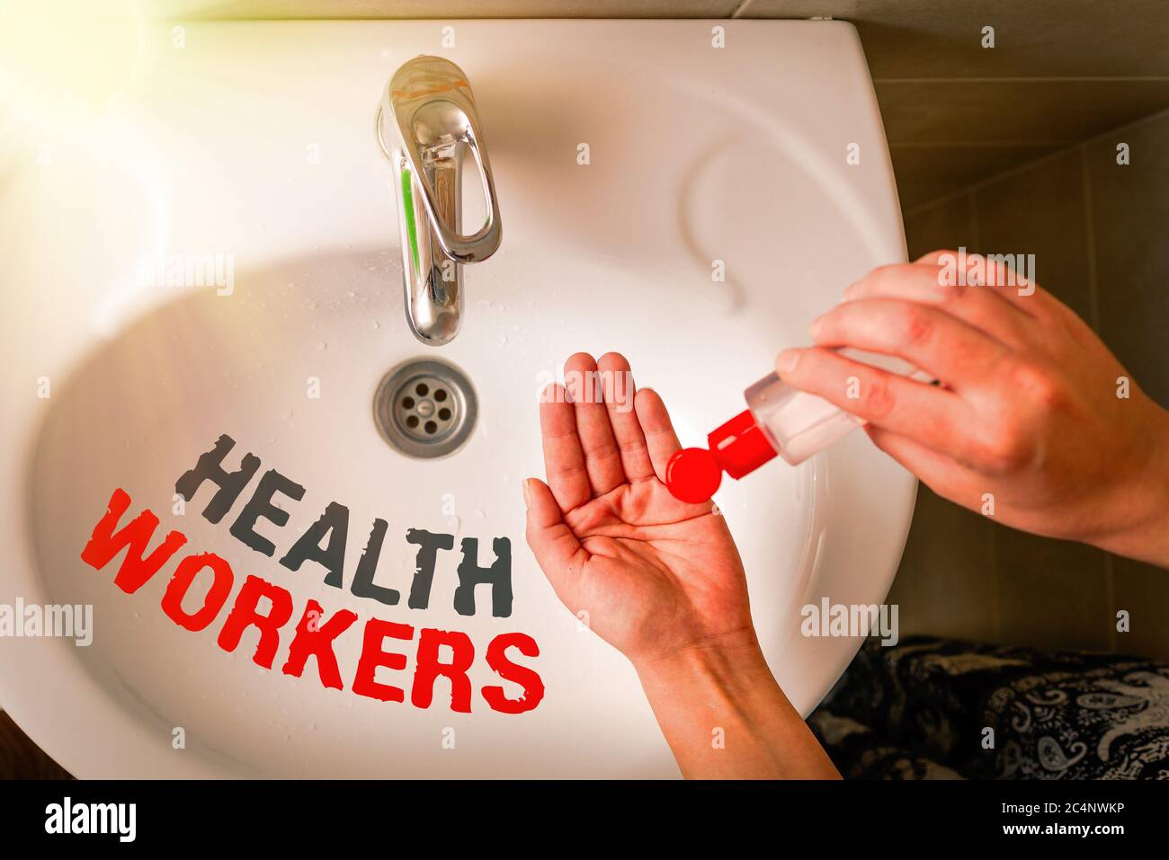 Text sign showing Health Workers. Business photo text showing whose job ...