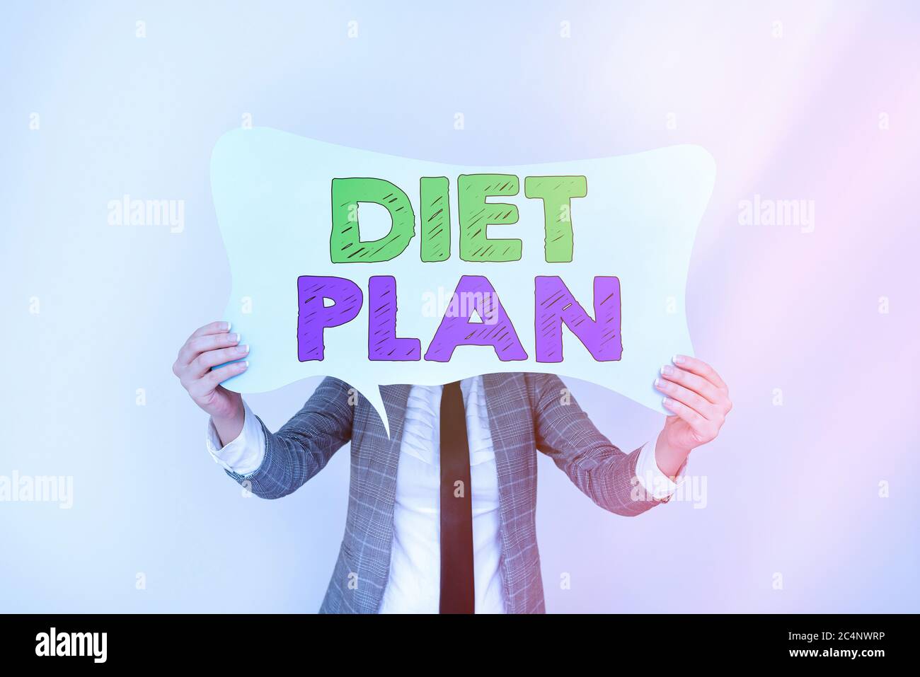 Handwriting text writing Diet Plan. Conceptual photo amount of food are ...