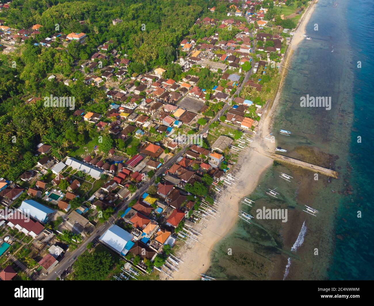 Indonesian Sampalan village on the island of Nusa Penida. View from the ...