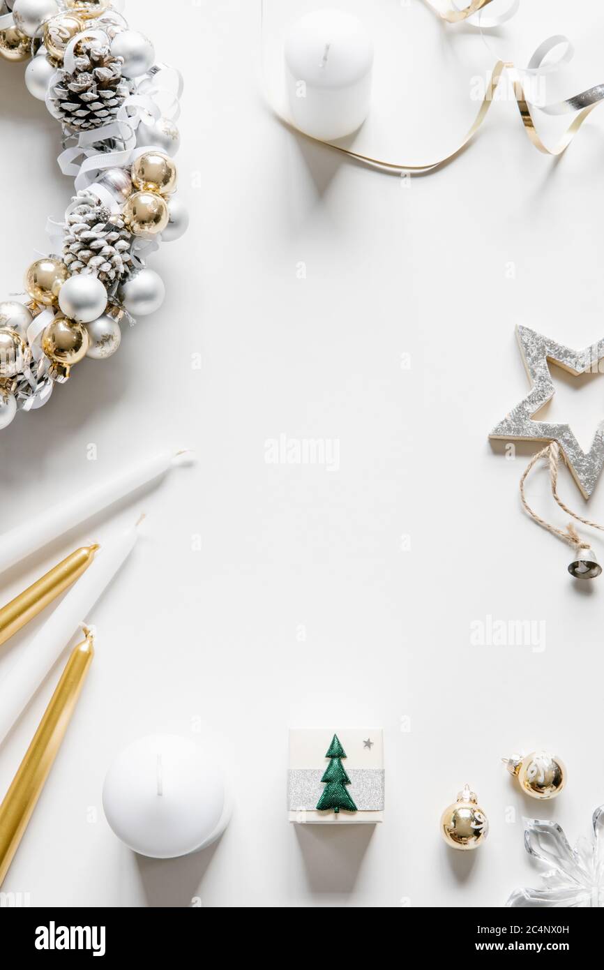 White Christmas frame background Stock Photo - Alamy