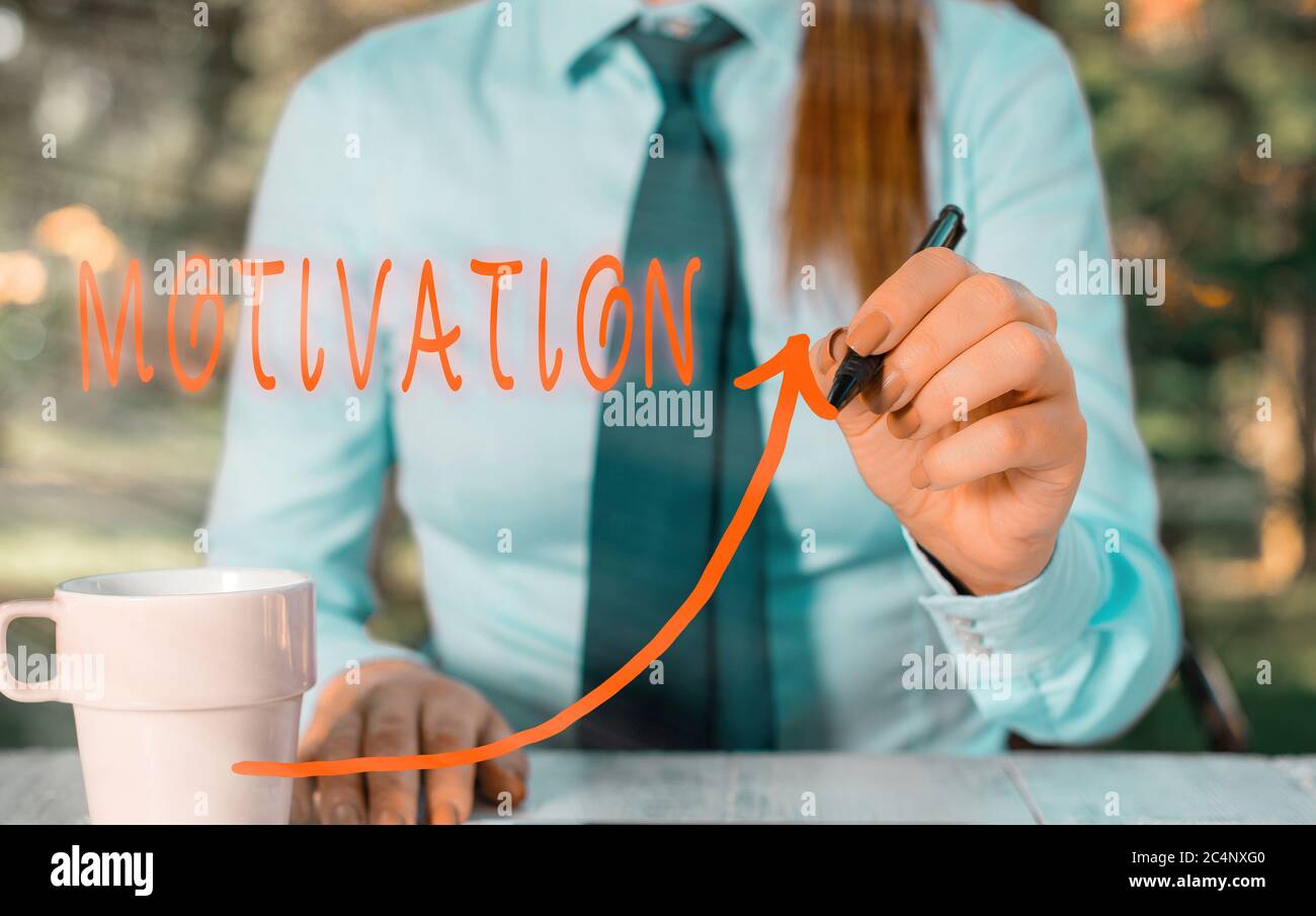 Text sign showing Motivation. Business photo text reasons one has for ...