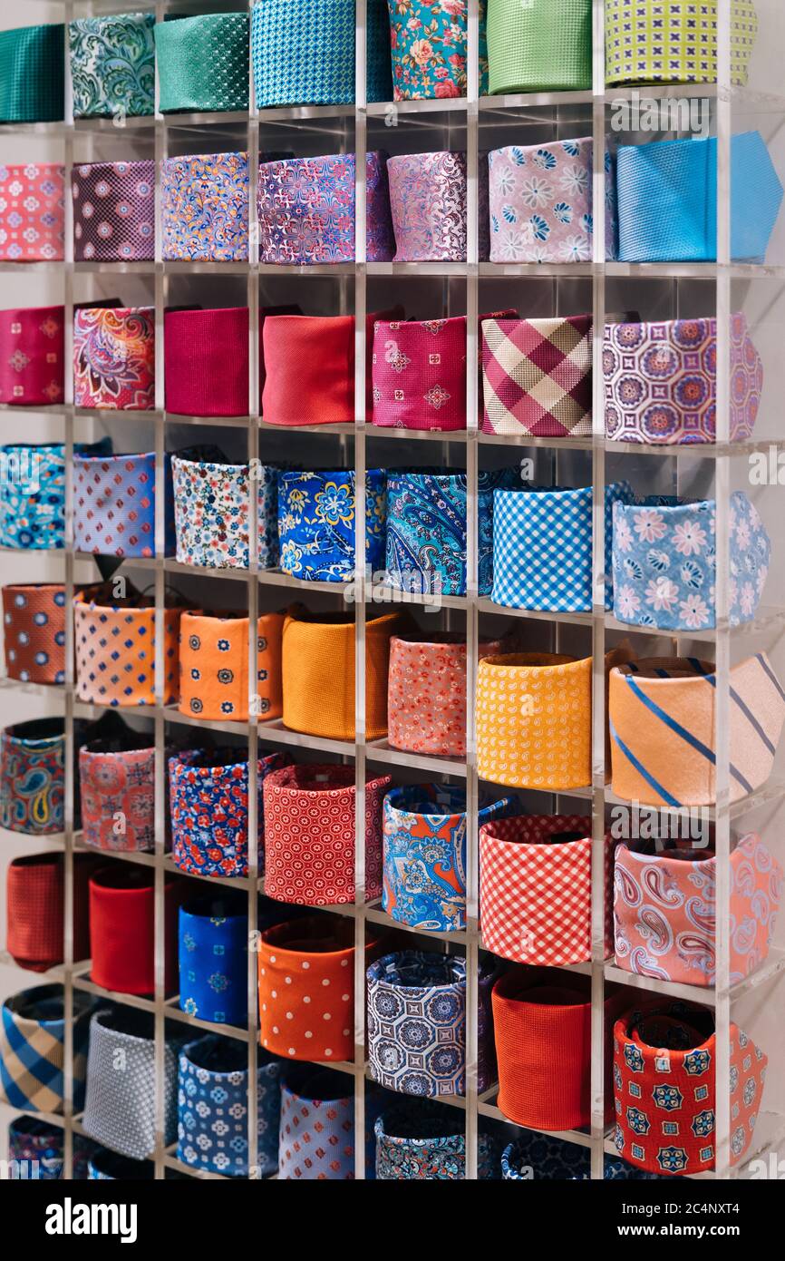 Colorful tie collection in the men's shop Stock Photo - Alamy